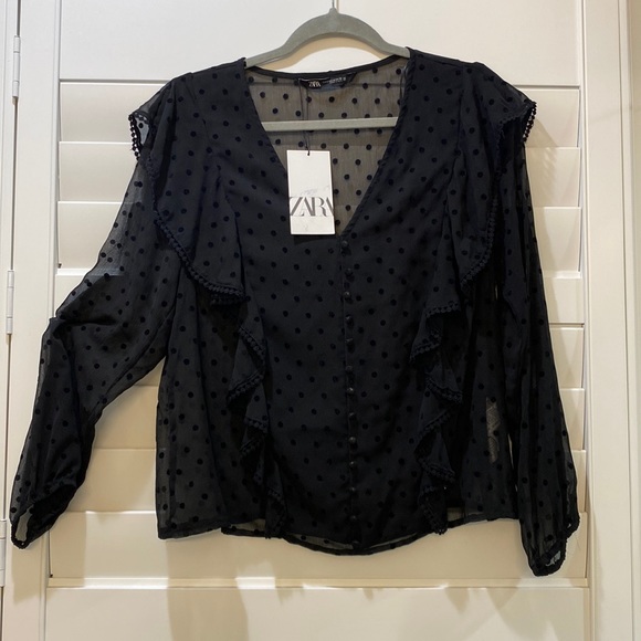 Zara | Tops | Zara Sheer Polkadots Top | Poshmark